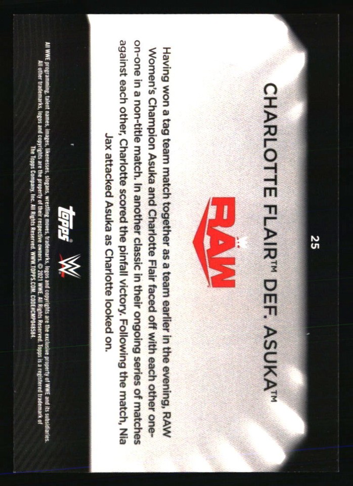 Charlotte Flair def. Asuka 2021 Topps WWE Women's Division #25 ...