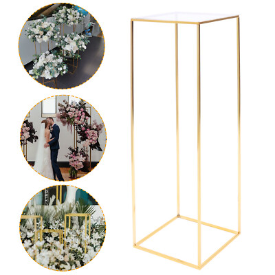 Gold Flower Floor Stand 31x31x100cm Metal Column Flower Arrangement ...