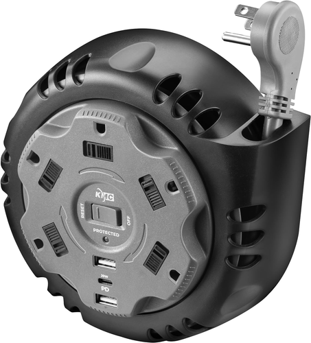 5-Outlet USB-C PD Surge Twist Retractable Power Strip Cord Reel 2 USB-A ...