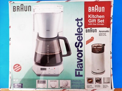 Vintage NOS Braun 12-Cup Coffeemaker KF180 & Coffee Grinder Gift Set ...