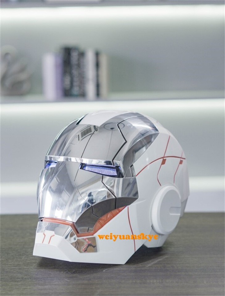 AUTOKING Iron Man MK5 Helmet silver&White Wearable Voice Control Open ...