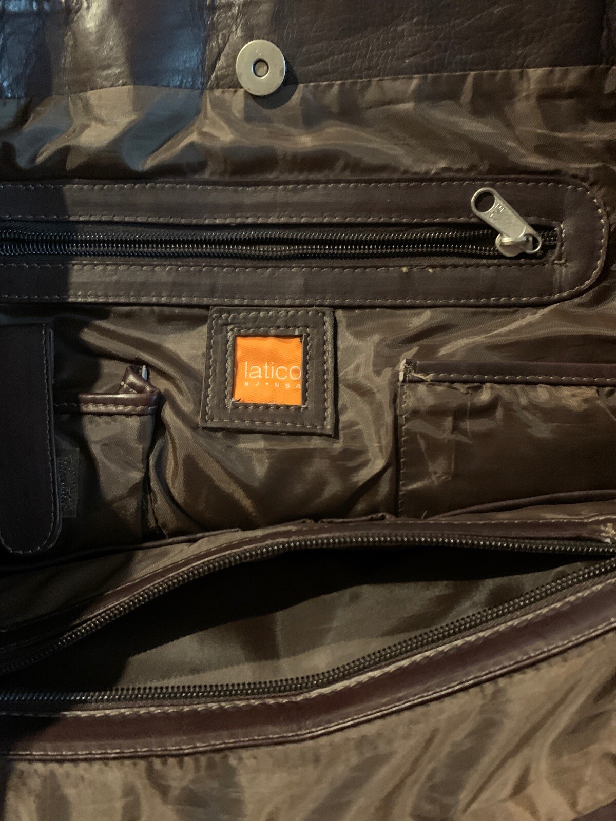 Latico Brown Leather Tote Laptop Computer Messenger Purse Shoulder Bag ...