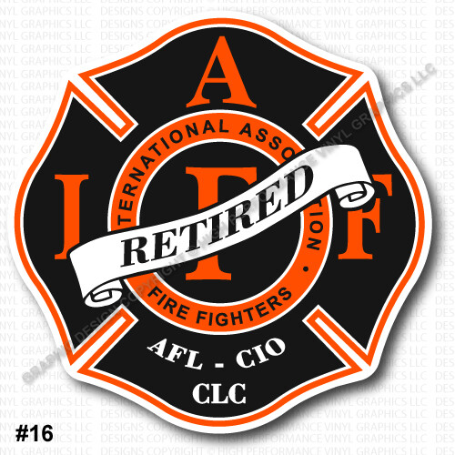 IAFF Firefighter HELMET Decal 2" RETIRED Sticker Black Orange Wht ...