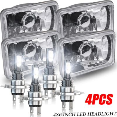 4X6 Stock Glass Lens / Metal Headlight 6000k 6k LED HID Light Bulb ...