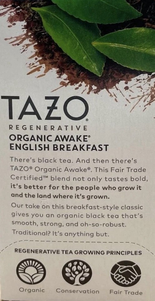6 BOXES TAZO Organic Awake English Breakfast Black Tea, With Caffeine ...