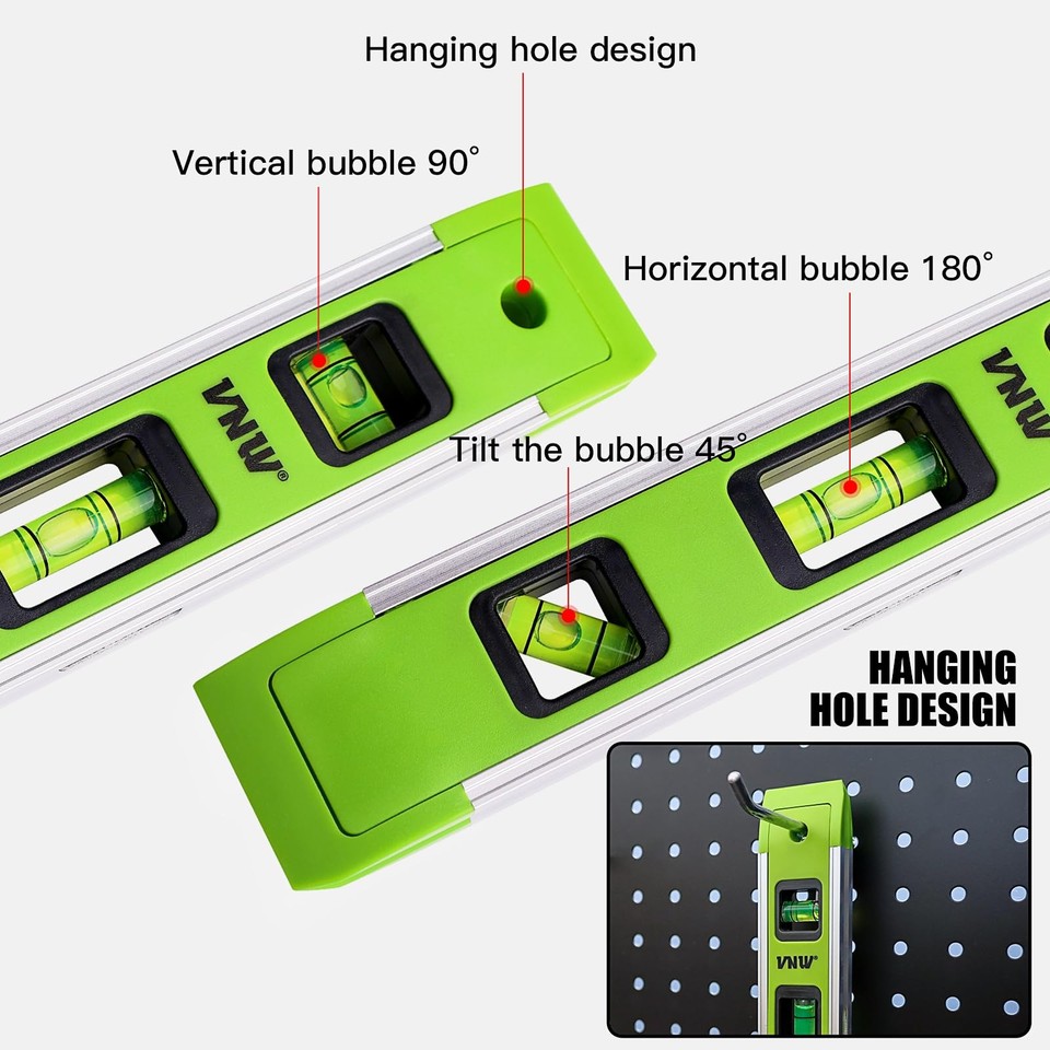 9 Inch Torpedo Level, Magnetic Bubble Level with 45°/90°/180° Bubble Vials, S... | eBay