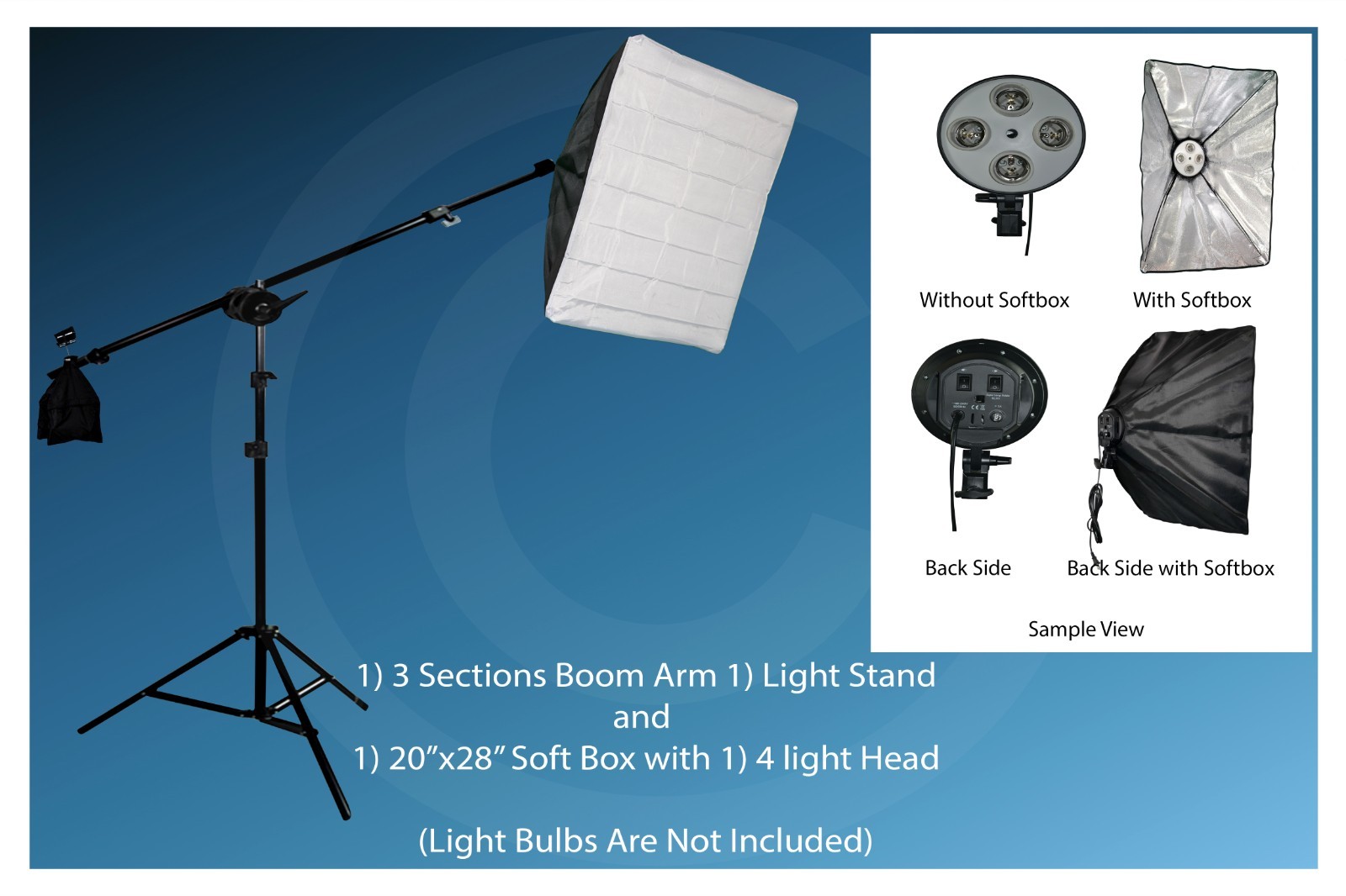 Photography Softbox Boom Arm Light Kit 20x28 w/ 4 Socket Head and Stand ...