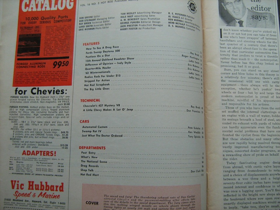 HOT ROD May 1963--vintage ads, Chevy 427/Pontiac 421 Super Duty ...