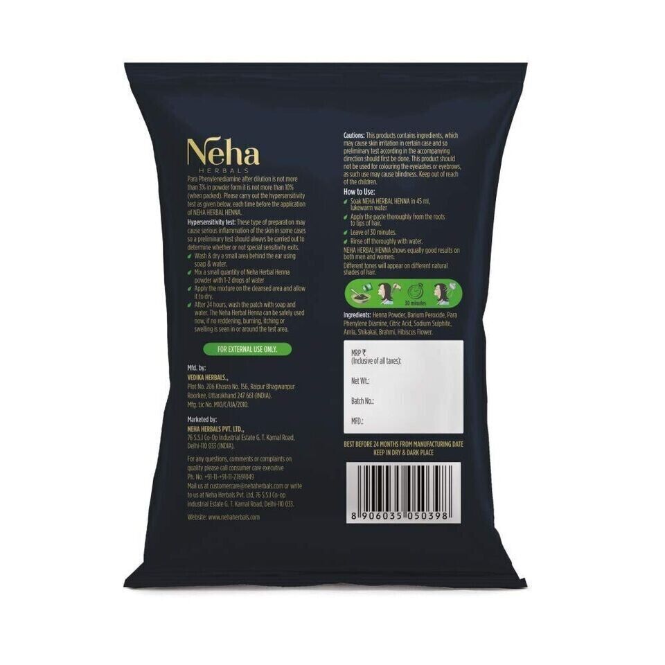 Neha Herbals Henna Colour - Black (Pack of 10) With Herbal based Hair ...