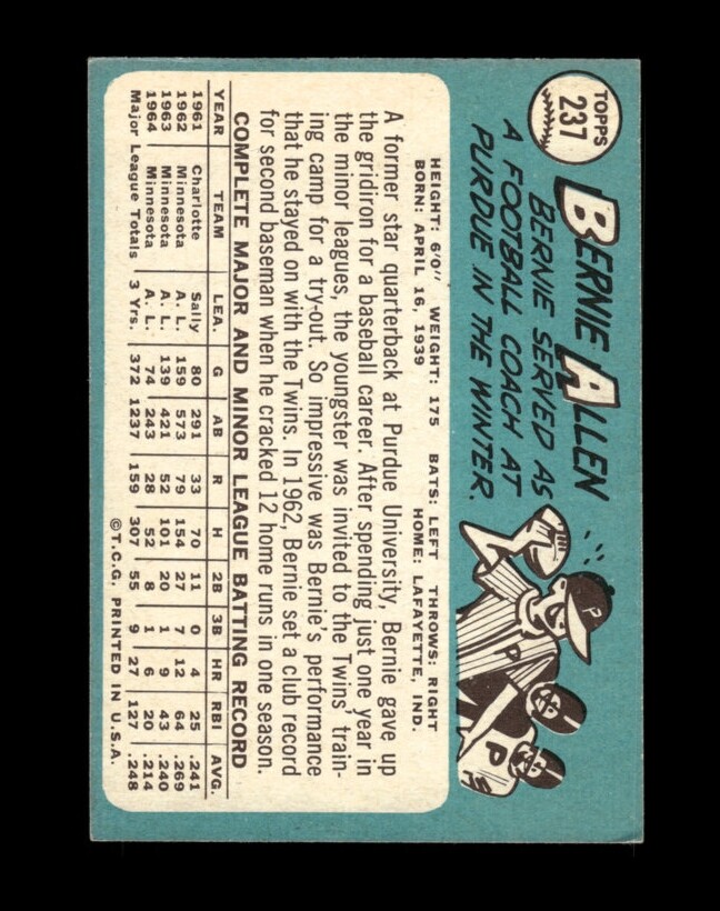 1965 Topps Set-Break #237 Bernie Allen EX-EXMINT *GMCARDS* | eBay