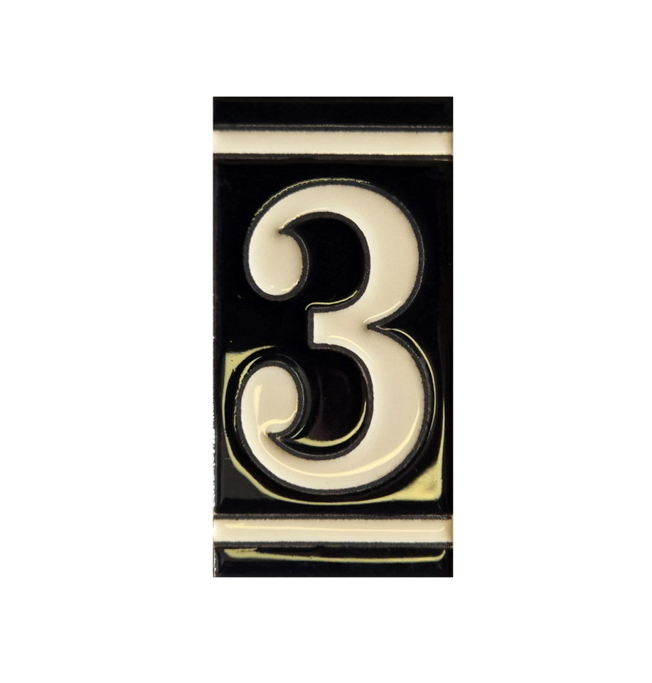 French Hand-painted Ceramic Black and White Number Tiles 11 x 5.5 cm | eBay