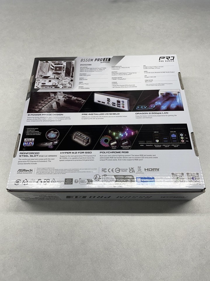 ASRock B550m Pro SE Motherboard Box | B550m Pro SE | Socket AM4