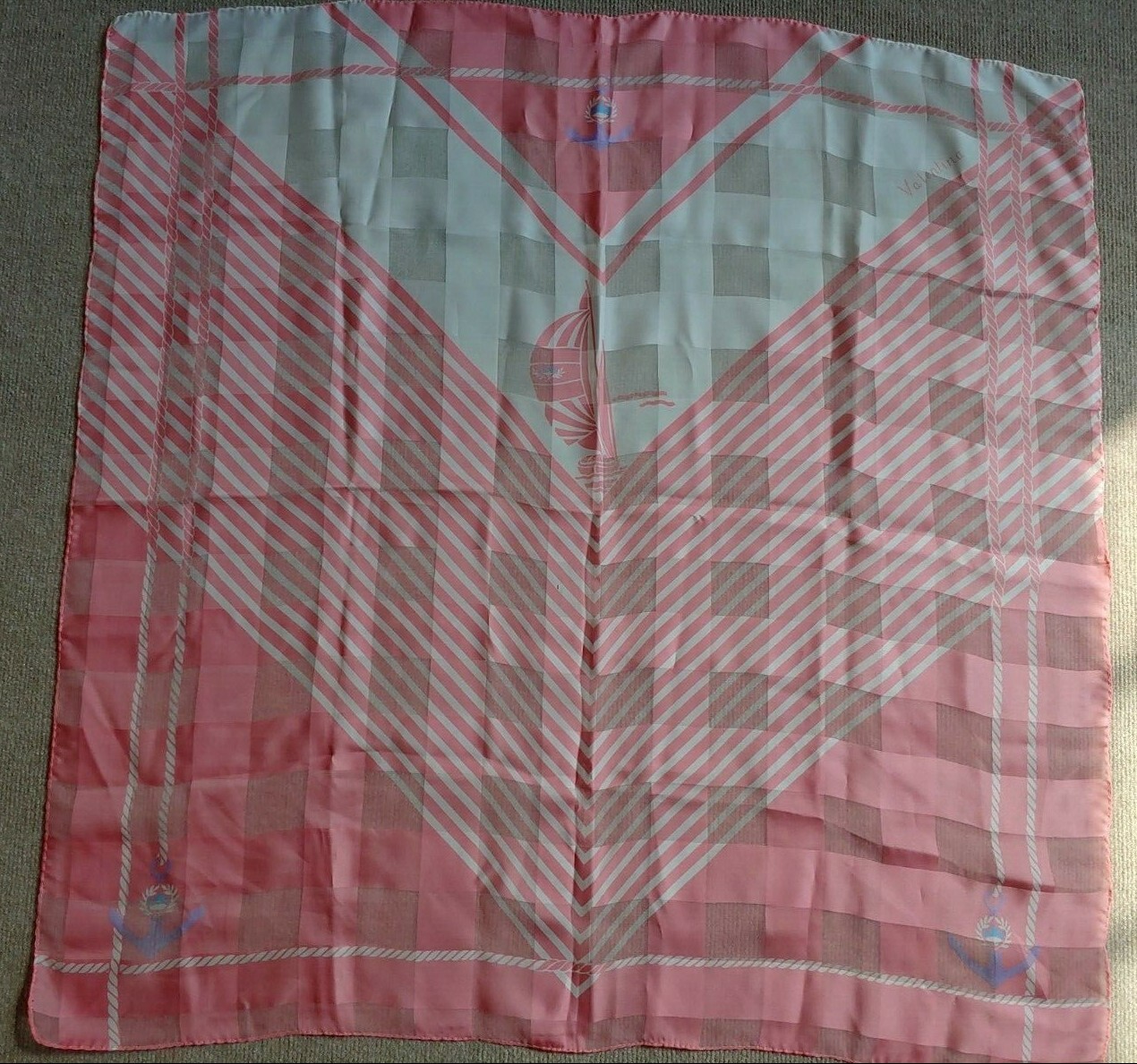 Vintage Valentina Bonetti? Scarf Pink Nautical Sailbo… - Gem