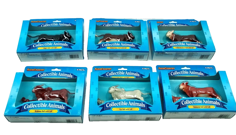 Ertl Farm Country Cow Bull and Calf Collectible Farm Animals NIB 1995 ...