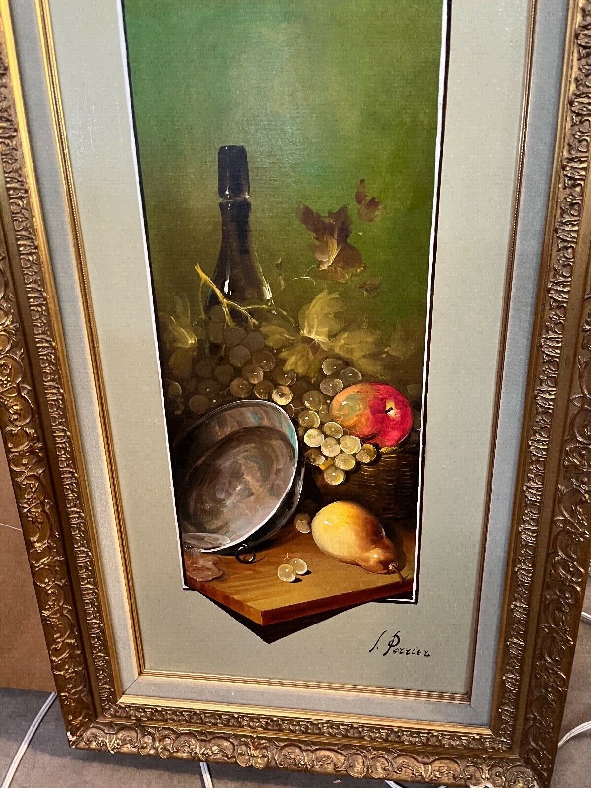 J Perrier Original Oil on Canvas Still Life Painting in Gilded Frame ...