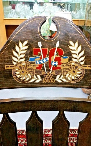 LARGE WOOD ROCKING CHAIR # 76 FLANKED BY CANNON - MOTIFS, BICENTENNIAL ...