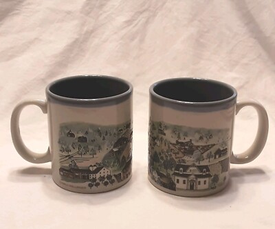 2 Vintage Otagiri Mugs~ Country Village Farms by Emily Hollinger~Made ...