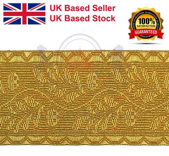 50mm OAK LEAF GOLD MYLAR BRAID LACE FOR ARMY, MILITARY, UNIFORM ...