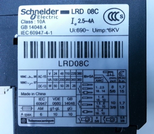 LRD08C TeSys Thermal Overload Relay 2.5-4A | eBay
