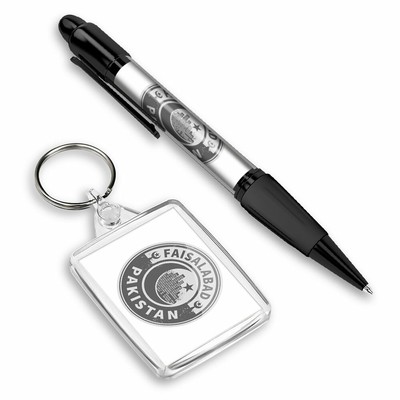 Pen & Keyring (Rectangle) - BW - Pakistan Faisalabad Travel #40721 ...