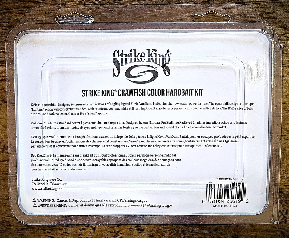 Strike King Crawfish Color Hardbait Kit - KVD 1.5s & Red Eye Shad - 4-Lure Pack! | eBay