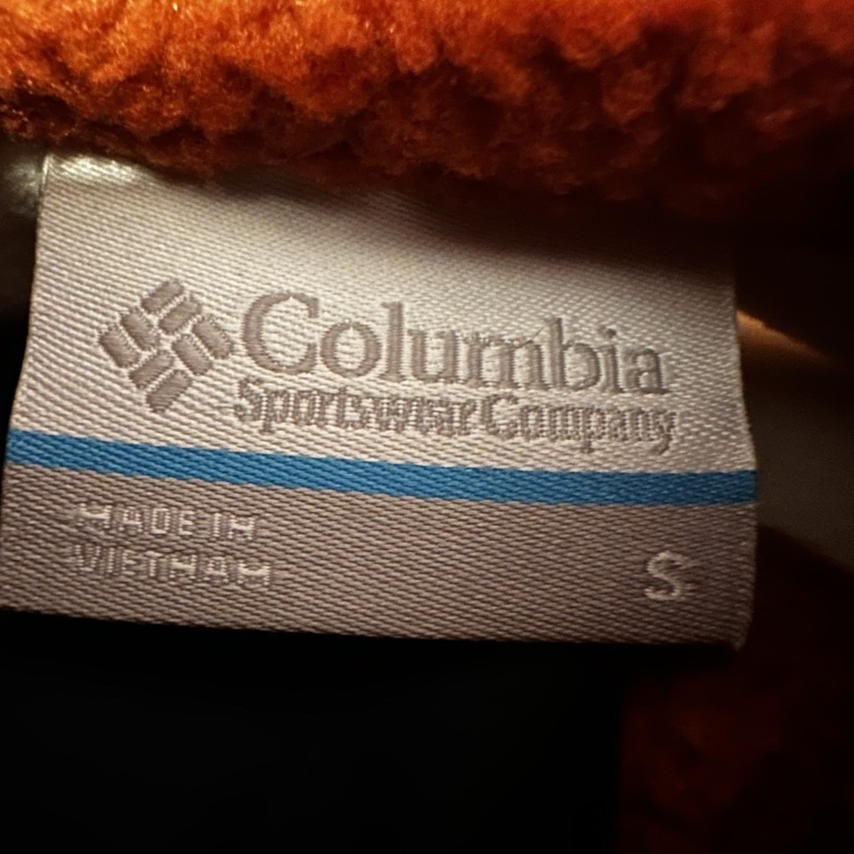 Woman’s Small Orange And White Columbia Fleece Jacket With Chest Pocket ...
