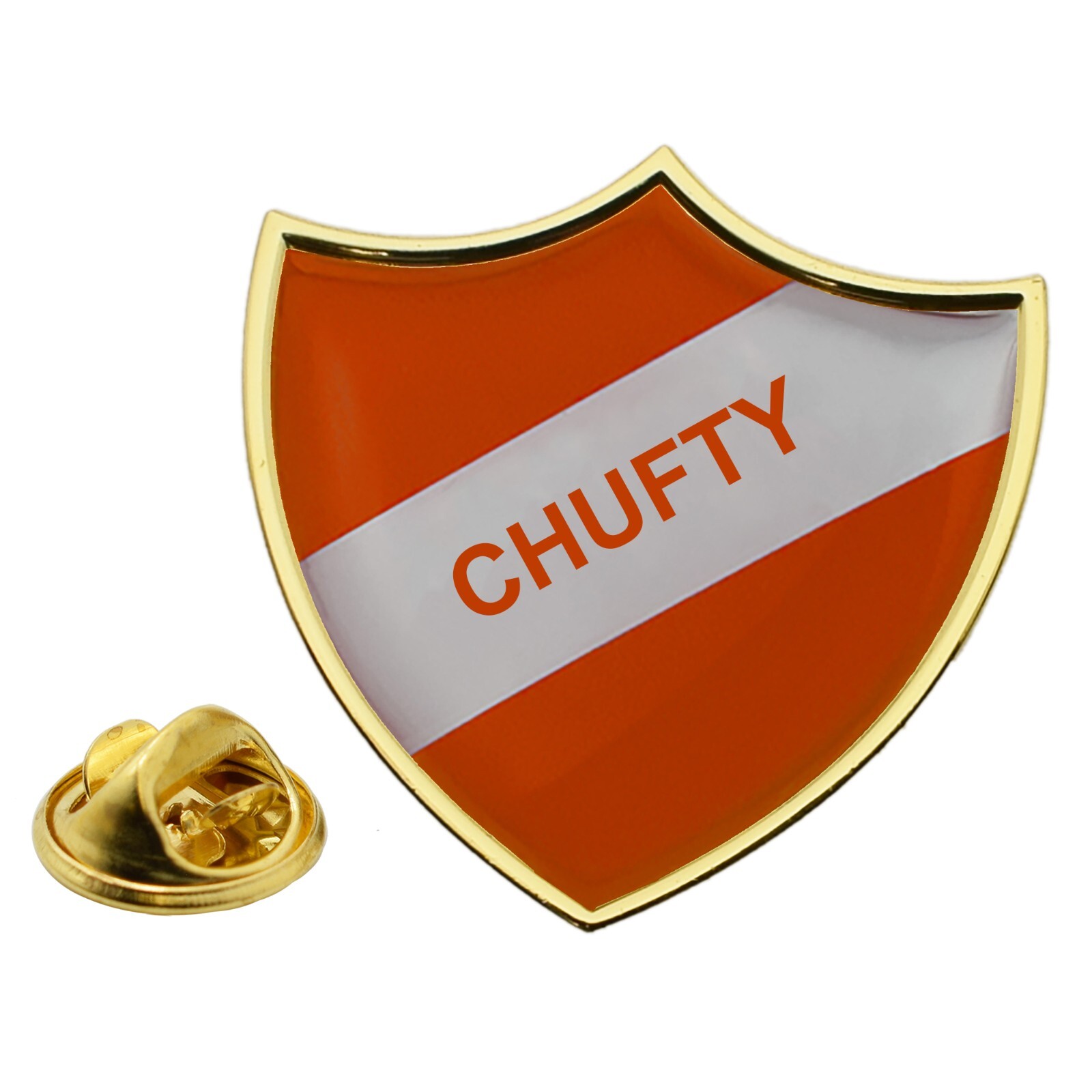 CHUFTY Burnt Orange Retro School Shield Gold Lapel Pin Badge | eBay UK