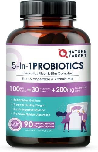 NATURE TARGET Probiotics for Women-Men-Kids Digestive Health Prebiotics ...