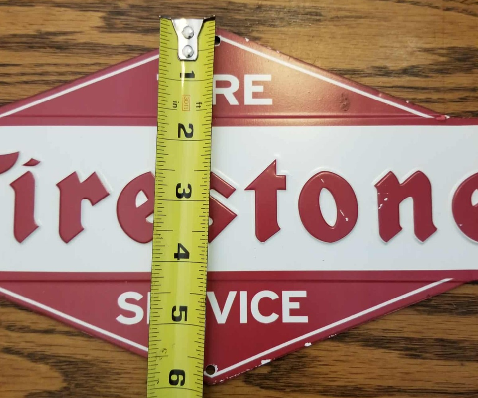 Firestone Tire Service Red & White Metal Garage Man Cave Dad Sign 11"W ...