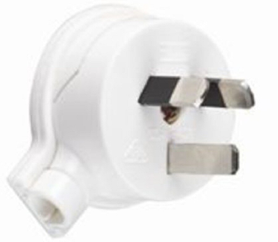 2x HPM PLUG TOPS 10mm Side Entry, 3 Flat Pin, 45° Cord Entry WHITE- 10A ...