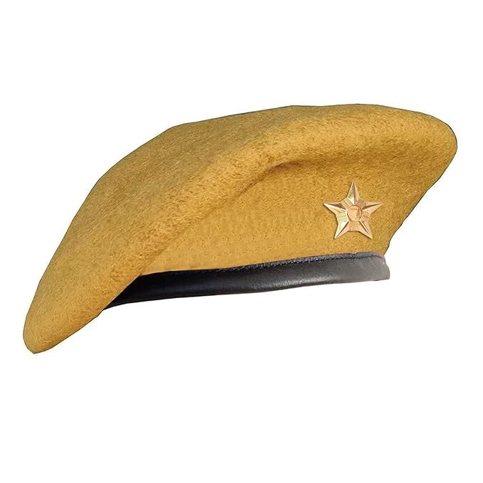 Beret Cap With Gold Star Hat Wool Military Army French Blue black Green ...