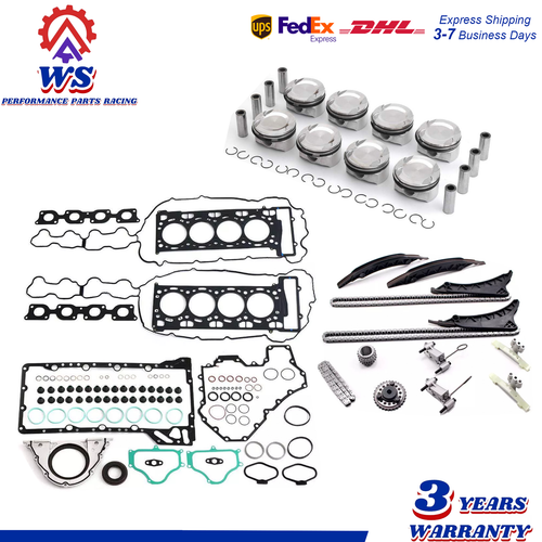 Head Gasket Set Piston Set Timing Chain Kit Fits BMW N63 550i 650i M5 ...