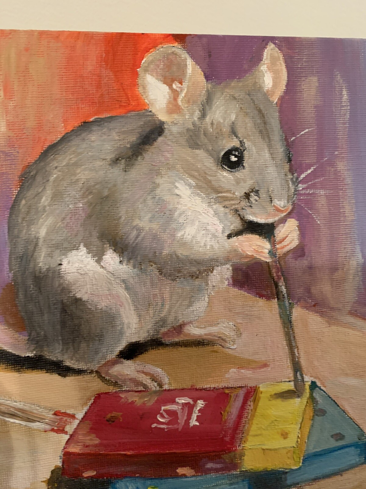 Cute Mouse( Original Hand Painted Art) 8x10 Small Mixed Media Painting ...