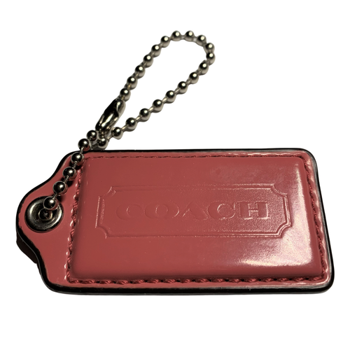 COACH 2.5" Salmon Pink Patent Leather Lozenge CHARM KEYCHAIN HANG TAG ...
