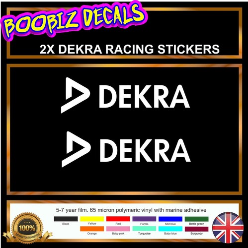 2 x colour DEKRA sponsor motorsport stickers rally race car decals van ...