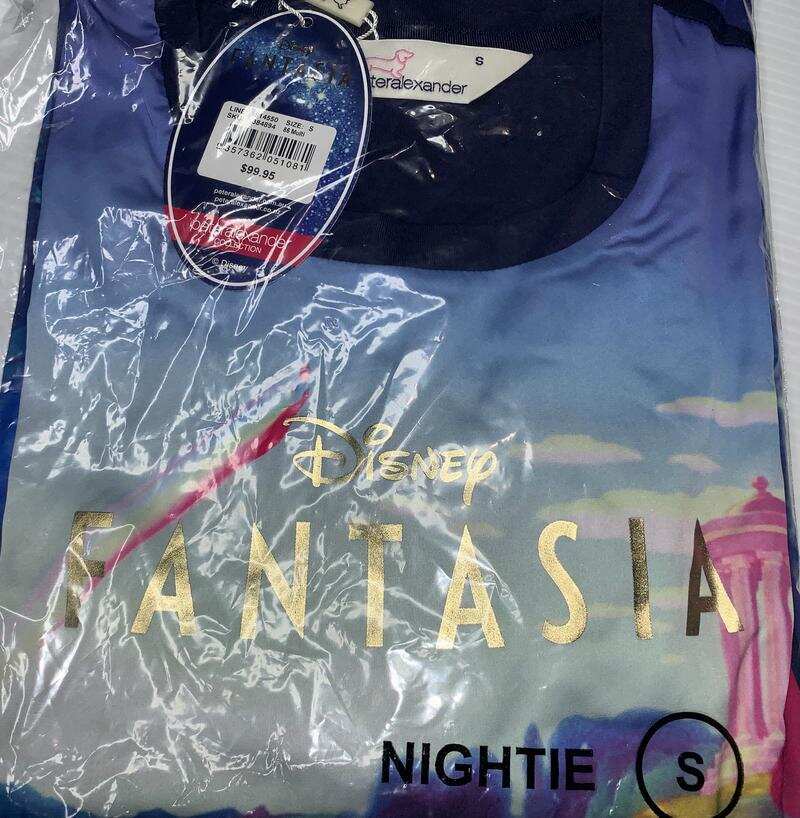 NWT LADIES PETER ALEXANDER DISNEY FANTASIA NAVY LONG SLEEVE NIGHTIE S ...