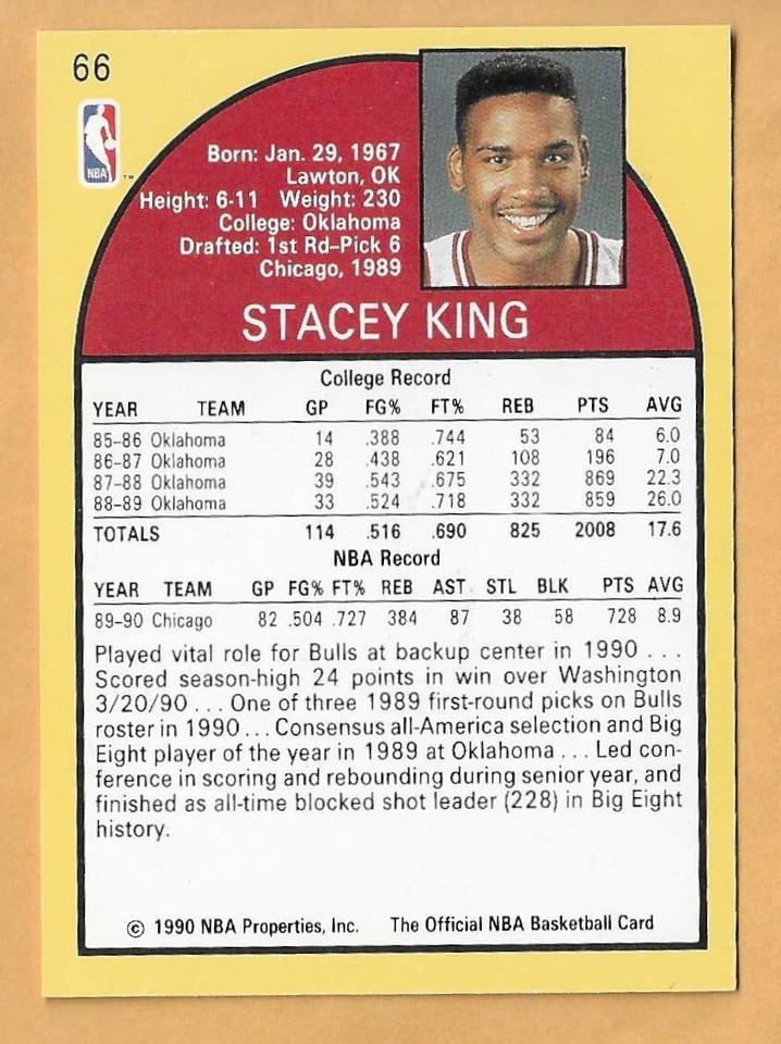 STACEY KING CHICAGO BULLS ROOKIE #66 NBA HOOPS 1990-91 | eBay