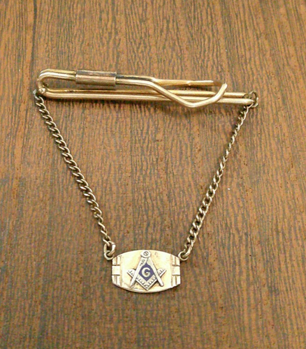 Vintage Free Mason Masonic Gold-Filled Tie Bar with Chain | eBay
