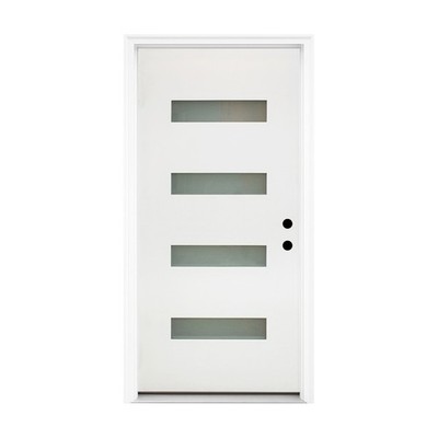 36x80 Fiberglass Entry Door w/ Frosted Glass, White, Left Hand Inswing ...