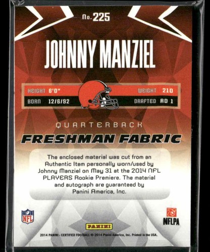 2014 Panini Certified #225 Johnny Manziel #/199 | eBay