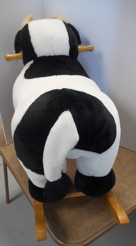 Rocking Cow Plush w/ Wood Mooing Animal Rocker Ride on Toys Toddler 3 ...