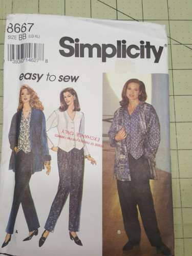 Vintage Simplicity Pattern 8667 Pants Top Jacket Sizes L 18-20 XL 22-24 ...