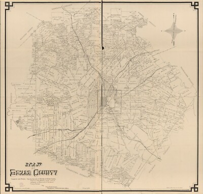 16" x 20" 1887 Map of Bexar County - Shows land ownership | eBay