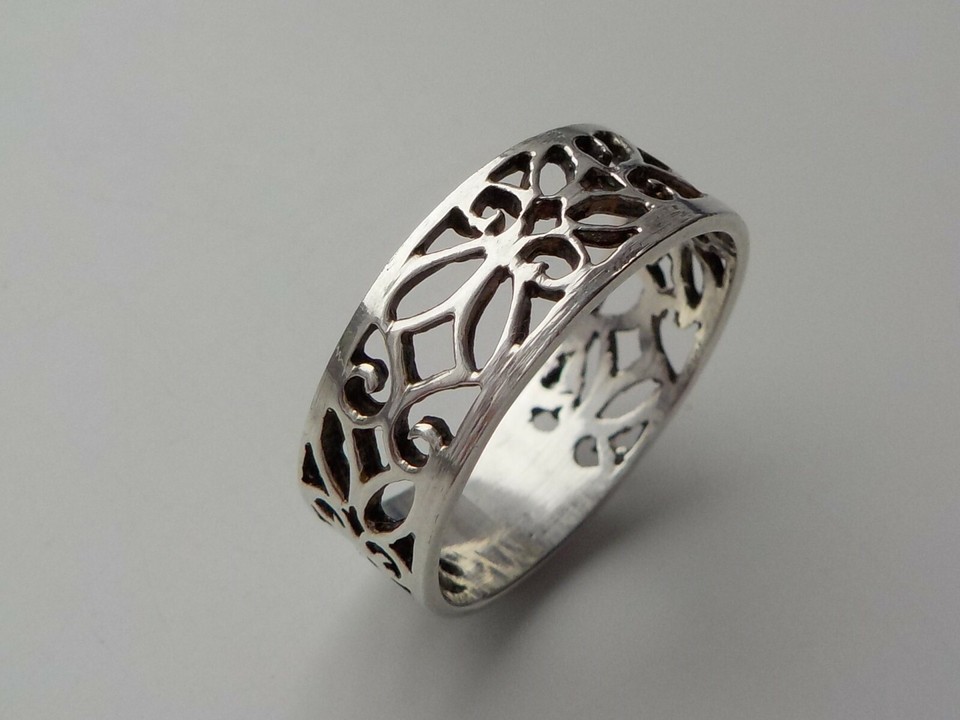 Beautiful Open work Design Sterling Silver Ring Size R 1/2 | eBay UK