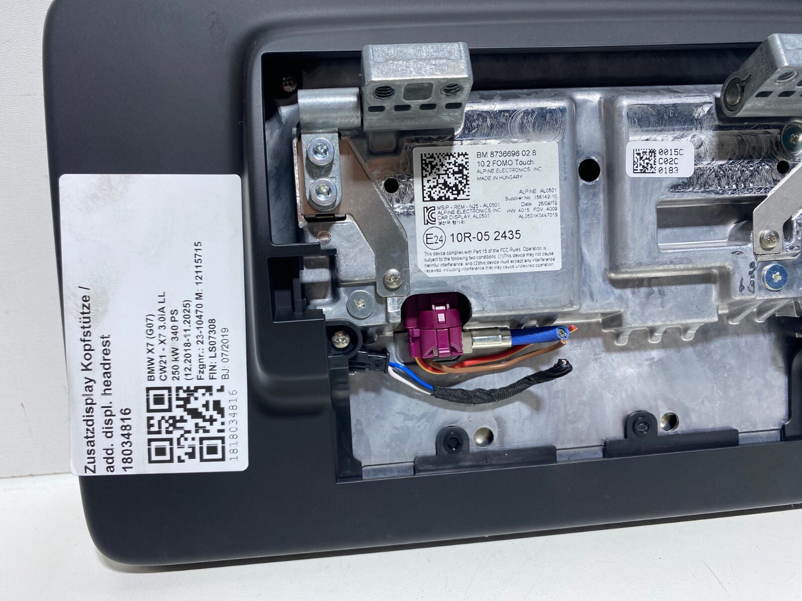 BMW G11 G30 G32 G05 G06 G07 MGU DVD RSE Fondmonitor Monitor Screen Rear ...