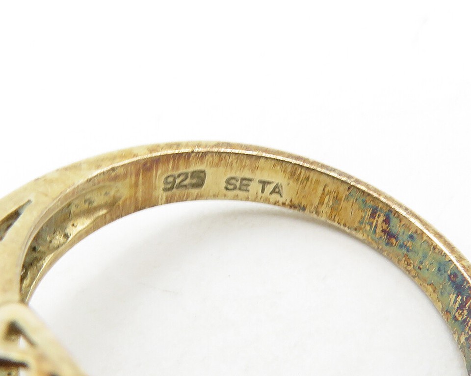 SETA 925 Silver Vintage Garnet & Genuine Diamonds Band Ring Sz 9 ...