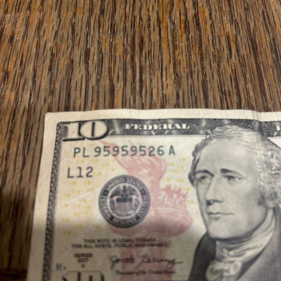 $10 2017 Repeater Serial Number Federal Reserve Currency Bank Note Bill ...