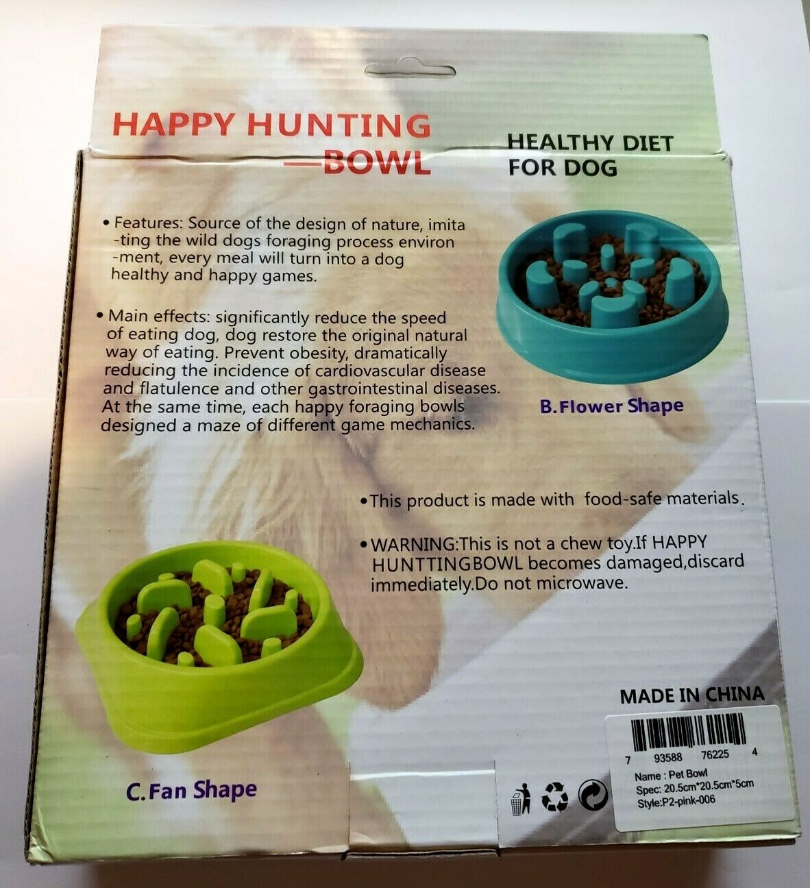 Happy Hunting Dog Food Bowl Healthy Diet Slow Eating NBI for sale ...