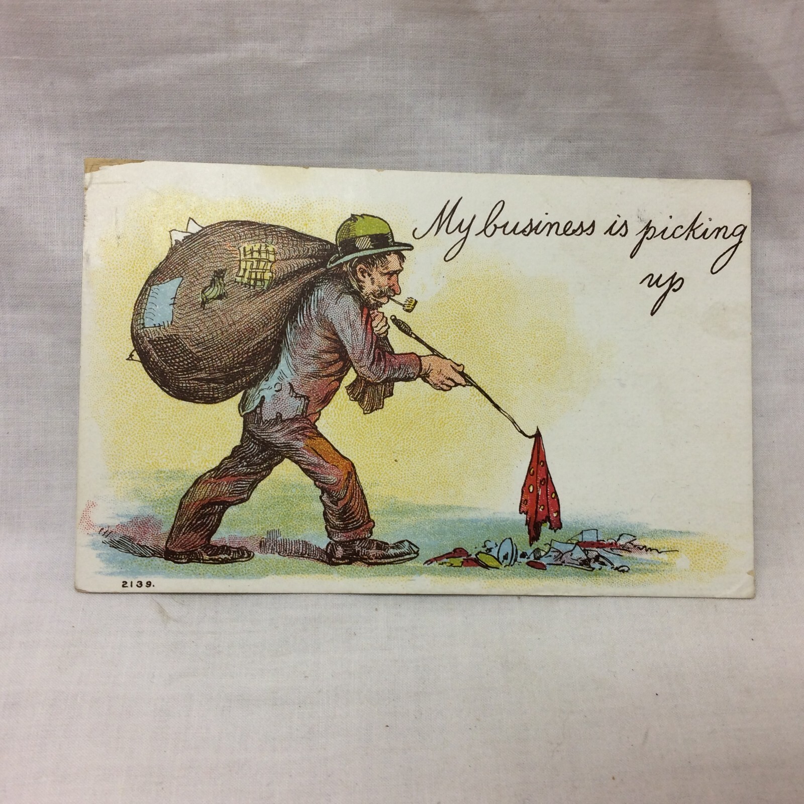 Vintage Postcard My Business Is Picking Up Hobo w/ Sack Comic Greeting ...
