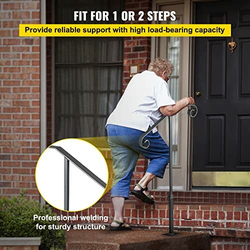 VEVOR Handrails for Outdoor Steps Fit 1 or 2 Steps Outdoor Stair ...